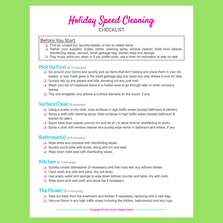 Speed Cleaning During The Holidays To Save Time - less than 30 minutes